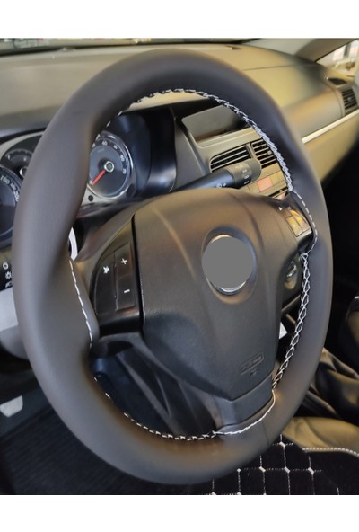 Gürler Oto Aksesuar Deri Direksiyon Kılıfı Dikmeli Esnek Kokusuz Beyaz Ipli