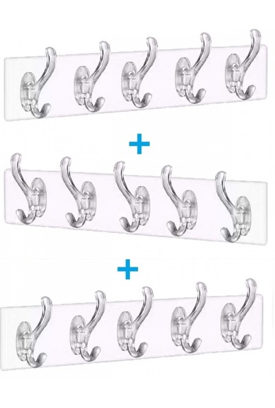 Zuzu Made Şeffaf Askılık Duvar Askısı 5'li x 3