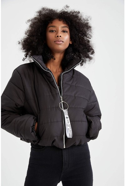 DeFacto Regular Fit Dik Yaka Fermuar Detaylı Kısa Şişme Mont X4582AZ21WN