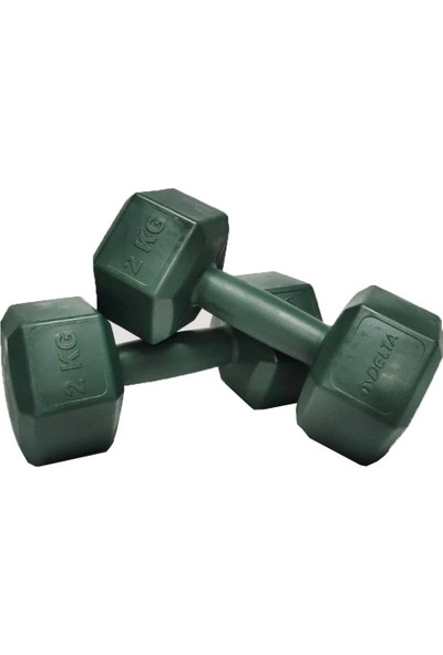 Delta 2 Kg x 2 Adet Köşeli Yeşil Plastik Dambıl Ağırlık Seti
