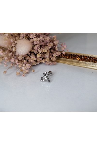 Takıdan Zirkon Tek Taş Dokuz Top Çelik Kıkırdak Tragus Piercing 6 mm Takıdan Zirkon Tek Taş Dokuz Top Çelik Kıkırdak Tragus Piercing 6 mm