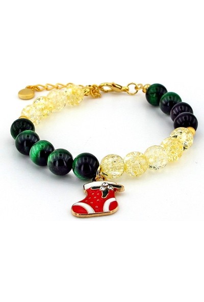 Solfera Yılbaşı Çorap Yeni Yıl Kaplangözü Doğal Taş Kadın Bileklik J0175