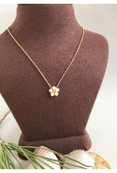 Leylek Store Papatya Çocuk Küpesi Altın Kaplama Gümüş Kolye