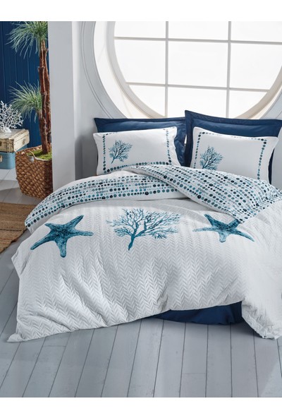 Cotton Box Dört Mevsim Nevresim Takımı Tek Kişilik Star Lacivert