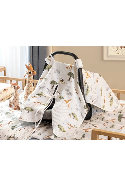 Safari Pamuklu Bebe Puset Örtüsü 80 x 115 cm Beyaz Safari Pamuklu Bebe Puset Örtüsü 80 x 115 cm Beyaz