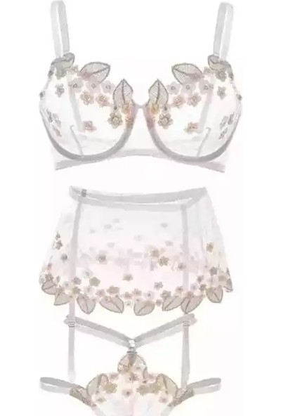Gaia Underwear Anna Lee Beyaz Altın Jartiyer Takımı Gaia Underwear Anna Lee Beyaz Altın Jartiyer Takımı