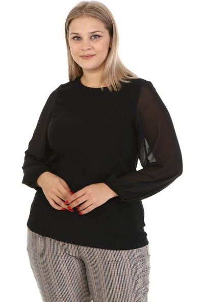 Myline Kolları Şifon Örme Bluz