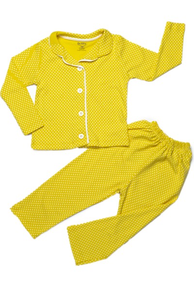 Lollo Kız Çocuk Puantiyeli Gömlek Model Pijama Takımı-Sarı