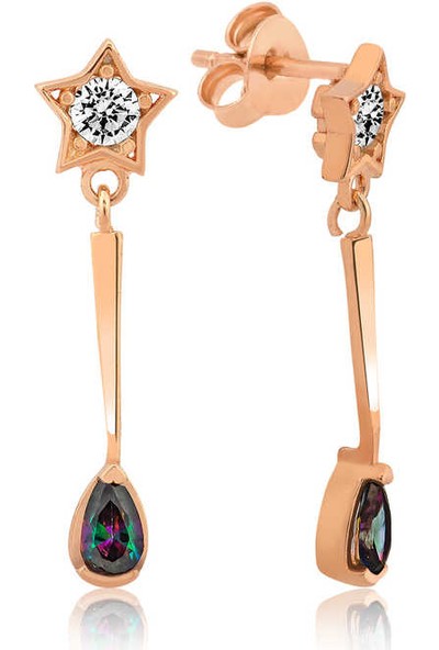 Gumush Gümüş Yıldızlı Damla Kadın Küpe