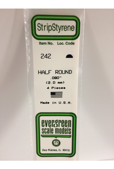 Evergreen 243 2,50*355 mm Yarım Daıre CUBUK-3ADET -Beyaz Evergreen 243 2,50*355 mm Yarım Daıre CUBUK-3ADET -Beyaz