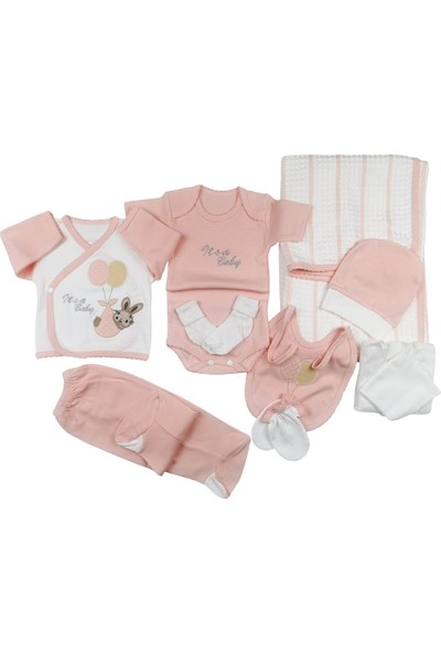 Leylek Balonlu Kız Bebek Yenidoğan Hastane Çıkışı 10LU Set