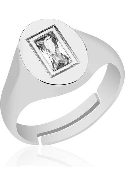 Gumush ​gümüş Ayarlanabilir Baget Taşlı Şovalye Yüzük