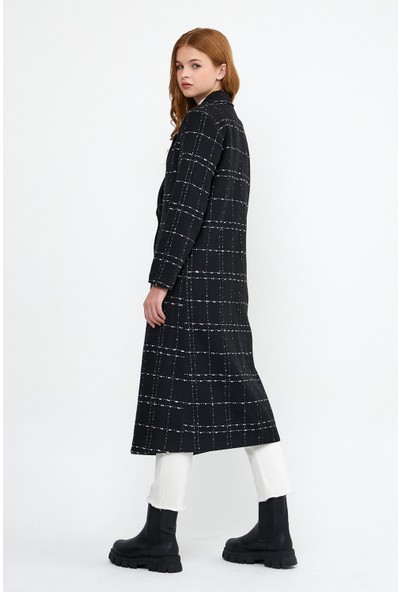 Parus Siyah Tüvit Maxi Ceket