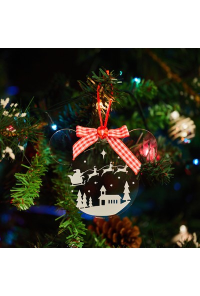 İsimliCici Özel Tasarım Pleksi Mickey Yılbaşı Ağacı Süsü 8cm