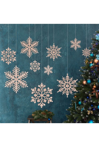 Fovths Kar Tanesi Şeklinde 48 Parça Yılbaşı Ağacı Süs Seti (Yurt Dışından)