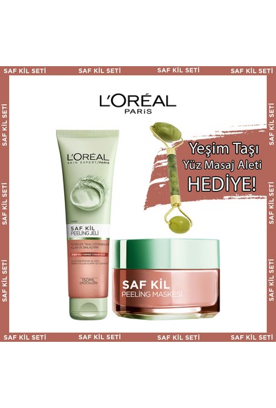 Loreal Paris Saf Kil Peeling Jel + Saf Kil Peeling Maskesi + Yüz Masaj Aleti Loreal Paris Saf Kil Peeling Jel + Saf Kil Peeling Maskesi + Yüz Masaj Aleti