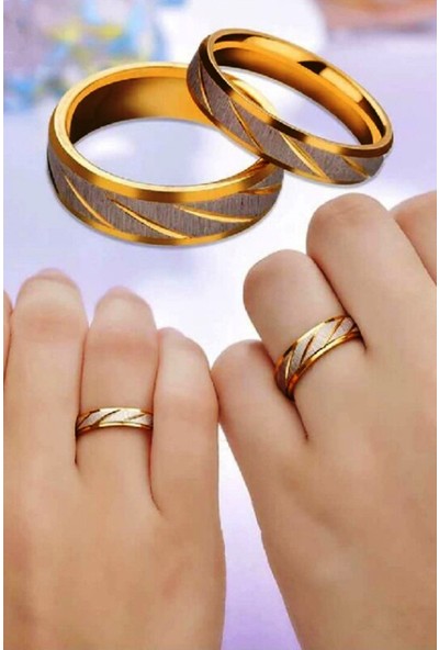 VipBT 4mm Yan Kesimli Çift Renkli Titanyum Çelik Alyans Yüzük VipBT 4mm Yan Kesimli Çift Renkli Titanyum Çelik Alyans Yüzük