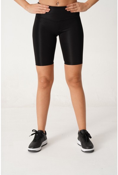 Medizzone Disco Parlak Siyah Şort Tayt