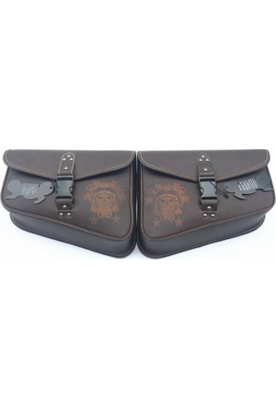 Charge Kahverengi Motosiklet Deri Eyer Çantası Bagaj