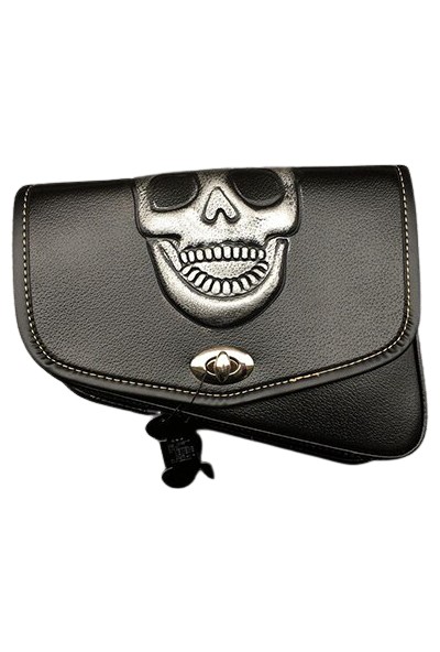 Charge Motosiklet Aracı Kafatası Logo Siyah Pu Deri Eyer Çanta Charge Motosiklet Aracı Kafatası Logo Siyah Pu Deri Eyer Çanta