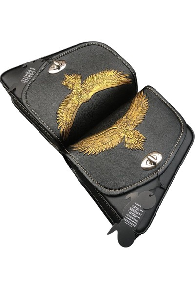 Charge Çifti Evrensel Motosiklet Deri Kartal Logolu Çanta