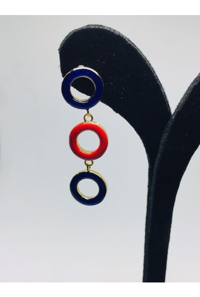 to Cosmos Kadın 3'lü Halka Küpe Lacivert Kırmızı Lacivert
