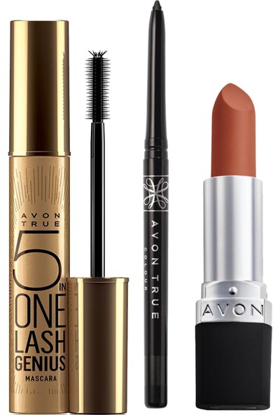Avon True Lash Genius Siyah Maskara Black Ice Göz Kalemi ve Mat Ruj Paketi Avon True Lash Genius Siyah Maskara Black Ice Göz Kalemi ve Mat Ruj Paketi