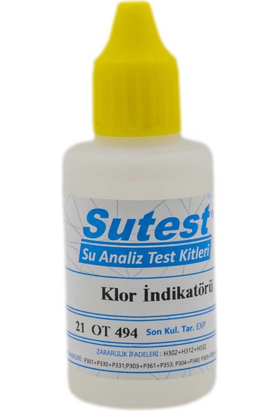 Sutest Klor Indikatörü 30CC (Orta Tolidin Solüsyonu) Sutest Klor Indikatörü 30CC (Orta Tolidin Solüsyonu)