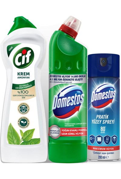Domestos Dağ Esintisi 750 ml Cif 750 ml + Domestos Sprey 200 ml