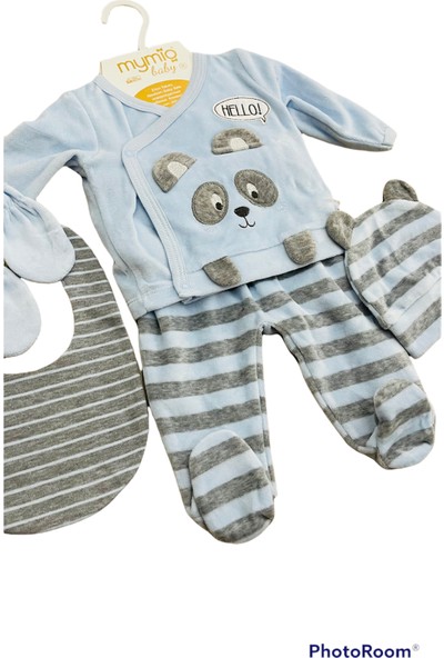 Mymio Baby Kadife Panda 5li Set Erkek Bebek Hastane Çıkışı