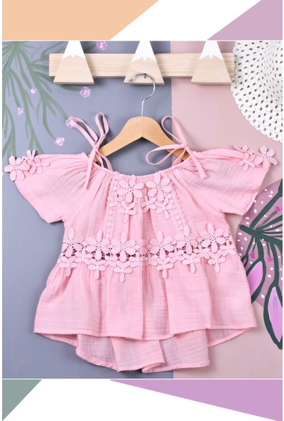 Seramis Çicekli Brodeli Kız Çocuk Bluz