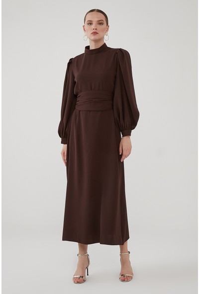 Birgül Bektaş Kahverengi Nora Elbise