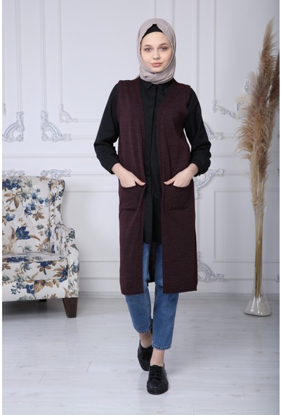 İlmek Triko Cepli Yelek - 4297 Mor İlmek Triko Cepli Yelek - 4297 Mor