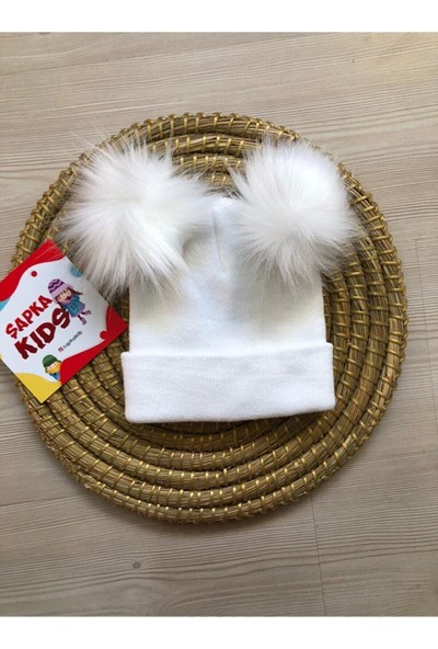 Baby Puff Çift Ponponlu Triko Bere Çiftponponlu