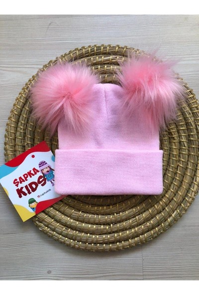 Baby Puff Çift Ponponlu Triko Bere Çiftponponlu