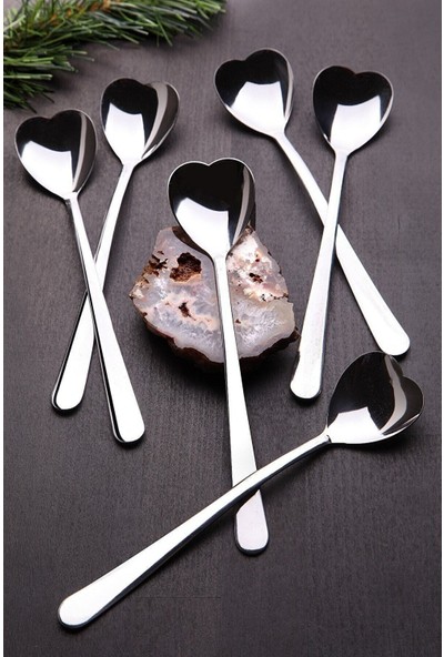 Zuzu Made Kalp Şekilli 6'lı Dondurma ve Tatlı Kaşığı