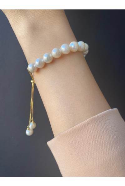 Birinci 1926 925 Ayar Gümüş Asansör Zincirli Inci Bileklik Birinci 1926