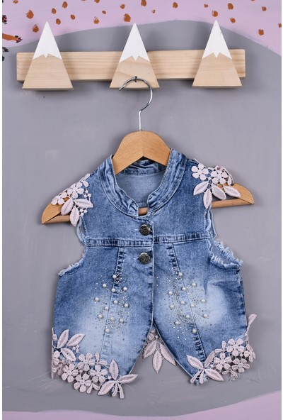 Seramis Brodeli Çicekli Kot Yelek