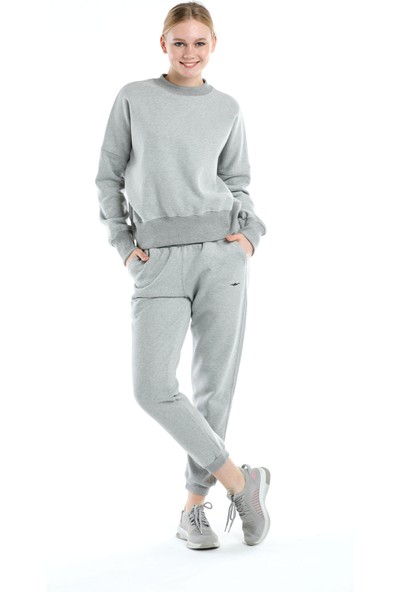 Bessa Oversize Pamuklu Eşofman Takımı Gri Melanj