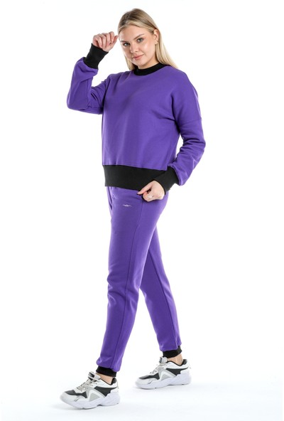 Bessa Oversize Pamuklu Eşofman Takımı Mor