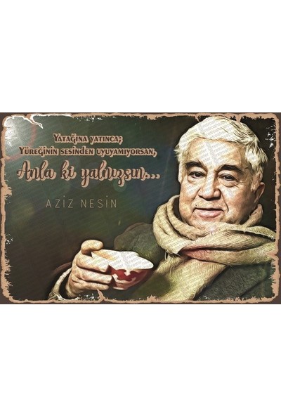 Webcenter Aziz Nesin Ahşap Retro 20 x 30 cm Mdf Poster Webcenter Aziz Nesin Ahşap Retro 20 x 30 cm Mdf Poster