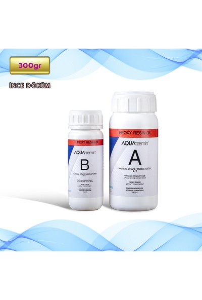 Aquazemin İnce Döküm Ultra Şeffaf Epoksi Reçine 300 Gram (A+B) Aquazemin İnce Döküm Ultra Şeffaf Epoksi Reçine 300 Gram (A+B)