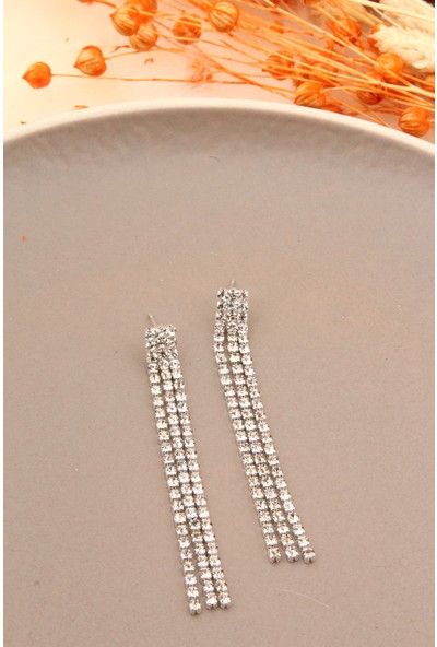 Pelin Aksesuar Taşlı Sallantılı Küpe