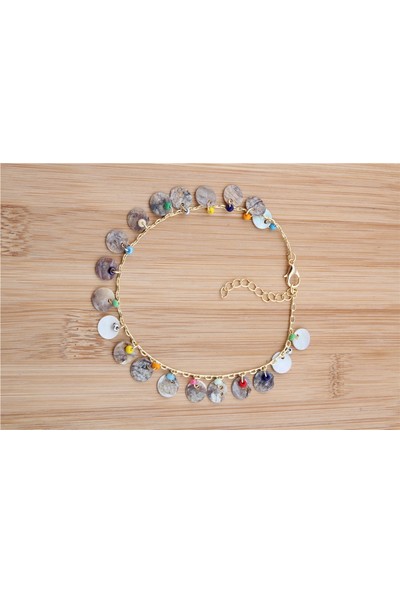 Pelin Aksesuar Sedefli Renkli Boncuklu Charm Halhal