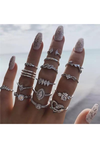 Pelin Aksesuar Karışık 15 Li Yüzük Seti