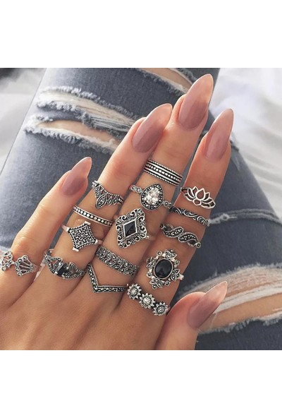 Pelin Aksesuar 15 Adet Yüzük Seti