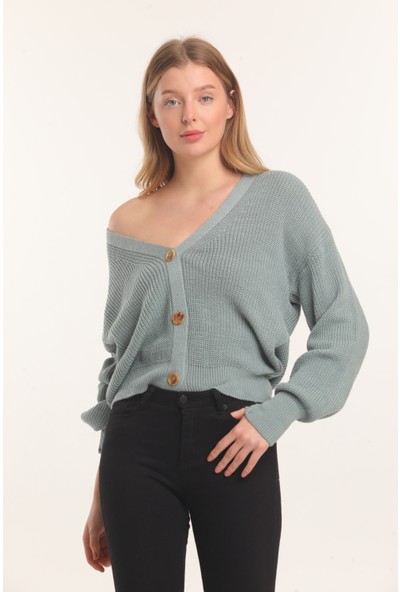 Tiodes Kadın V Yaka Düğmeli Triko Hırka Tiodes Kadın V Yaka Düğmeli Triko Hırka