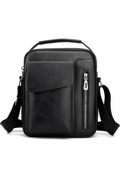 Jeep Buluo Erkek Deri Omuz ve El Çantası Siyah (Yurt Dışından)