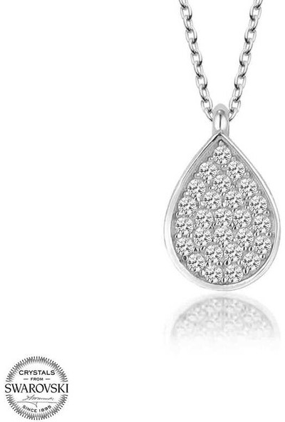 Gumush Swarovski Taşlı Gümüş Damla Kadın Kolye