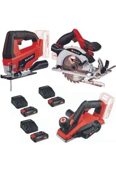 Einhell Te-Pl 18/82 Planya Tc-Js 18 Dekupaj Te-Cs 18/165/1 Daire Testere 3X2.5AH Akü Starter Kit Set Einhell Te-Pl 18/82 Planya Tc-Js 18 Dekupaj Te-Cs 18/165/1 Daire Testere 3X2.5AH Akü Starter Kit Set